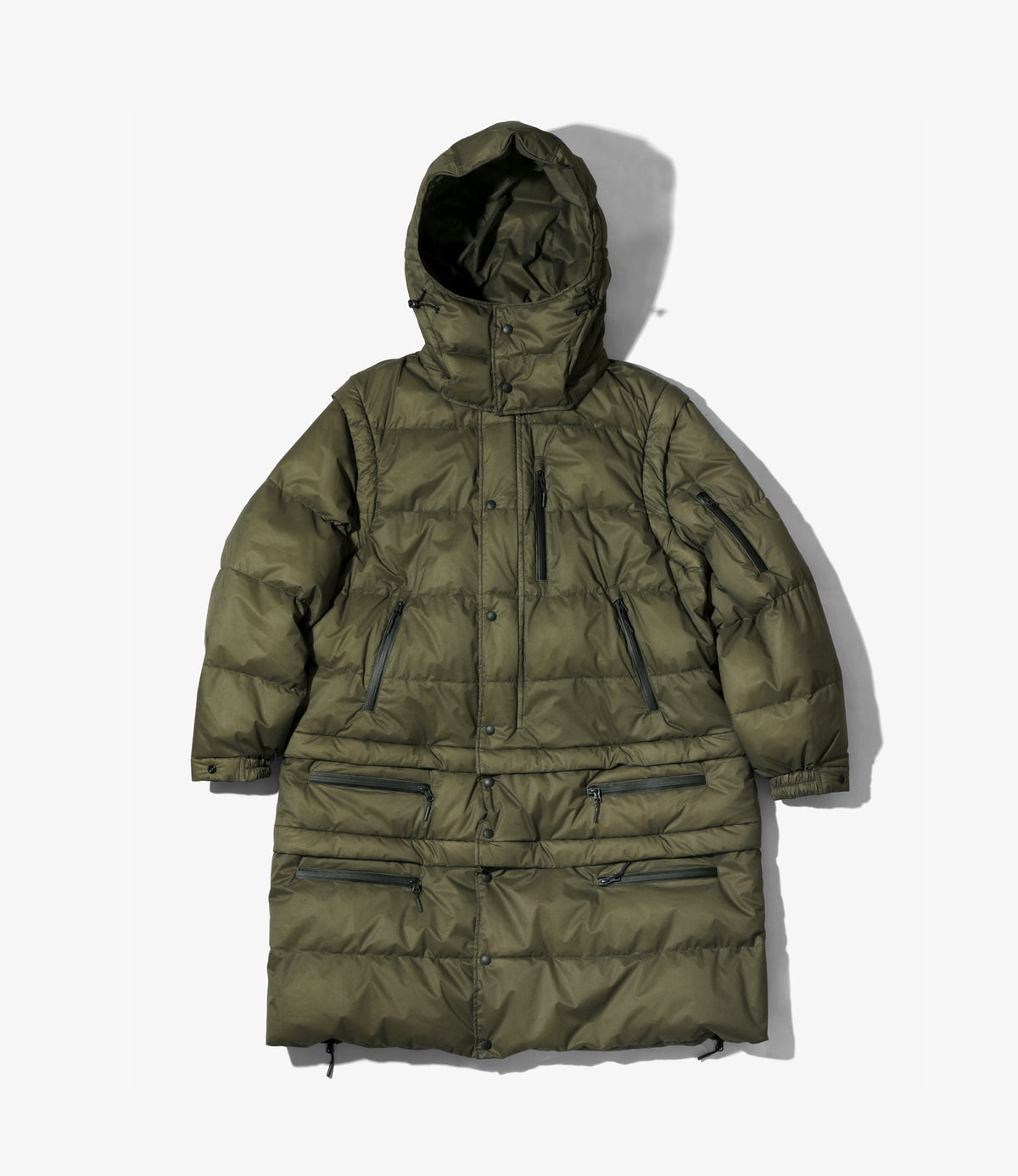 Detachable Down Coat – Khaki | Engineered Garments × Nanga | Nepenthes ...