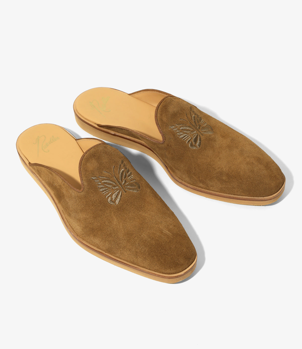 Papillon Embroidered Slip-In – Brown Suede | Needles | Nepenthes London