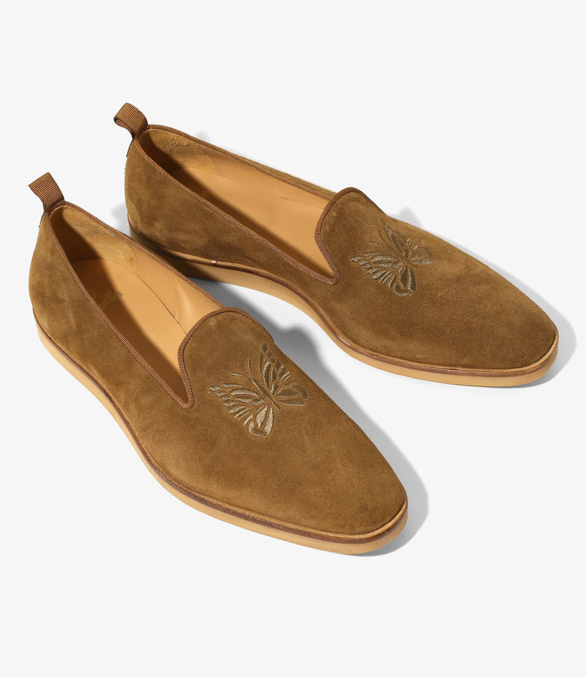Papillon Embroidered Slip-On – Brown Suede | Needles | Nepenthes London