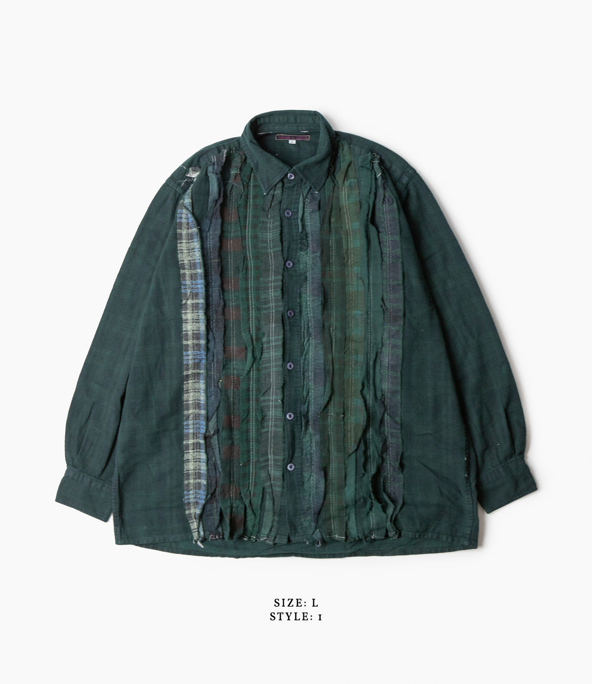 Flannel Ribbon Shirt – Green | Rebuild by Needles | Nepenthes London